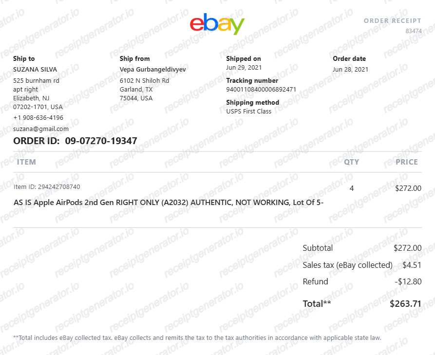 Free eBay Receipt Generator | Receipt Generator