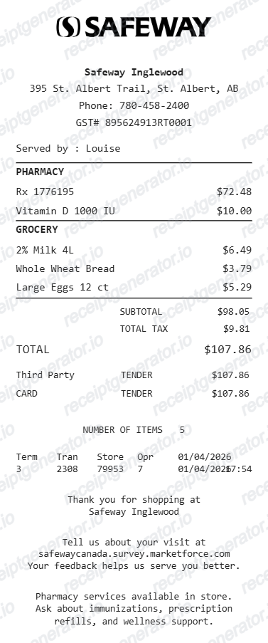 Free Safeway Receipt Generator | Receipt Generator