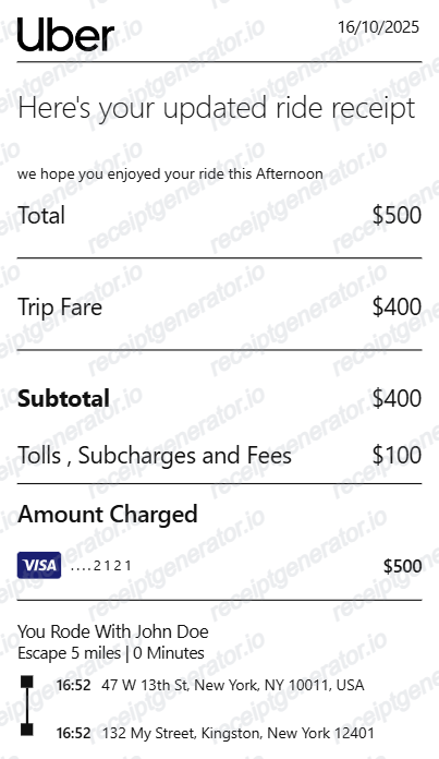 Free Uber Receipt Generator