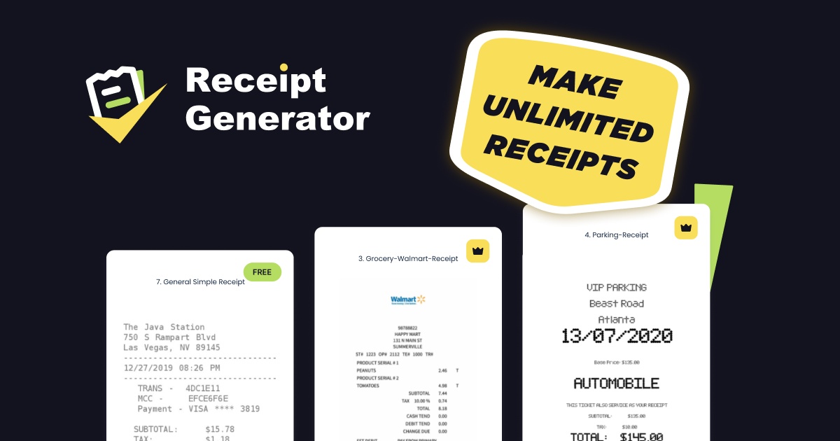 Marketplace Receipt Templates | Receipt Generator